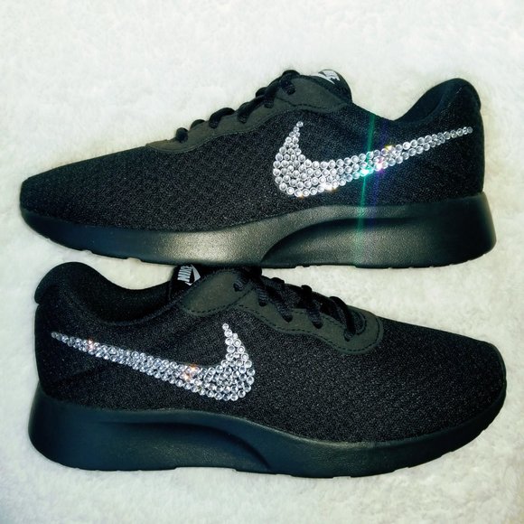 Nike | Shoes | Bling Nike Tanjun Black Sneakers Rhinestone Nikes | Poshmark